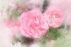 Malvis ® Obraz reprodukce Růžové růže Velikost: 150x100 cm