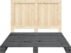 Rám postele s čelem šedý 140 x 200 cm masivní borové dřevo 3281546