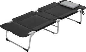 Outsunny Skládací Kempingová Postel s Polštářem a Taškou 183 x 66 x 33 cm, Příruční Postel do 114 kg, Skládací Postel pro Dospělé, Vnitřní i Venkovní