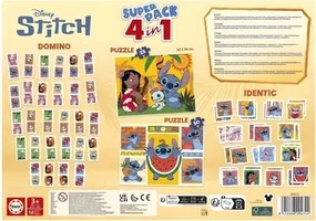 EDUCA Soubor her Stitch 4v1 / Puzzle 25 a 50 dílků, domino, pexeso