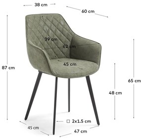 Khaki jídelní židle z imitace kůže v sadě 2 ks Amira – Kave Home