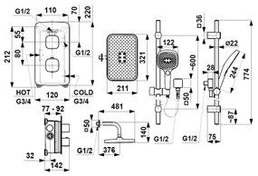KFA Armatura 5759-301-34 - Sprchová sada s term. podom. baterií MALAGA rose gold