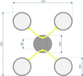 Toolight - LED stropní svítidlo APP210-3CPR + dálkové ovládání, šedá-zlatá, OSW-08473