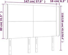 Čelo postele s LED černé 147 x 16 x 118/128 cm samet 3123818