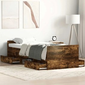 Rám postele s hlavovým a nožním čelem kouřový dub 75 x 190 cm 3203821