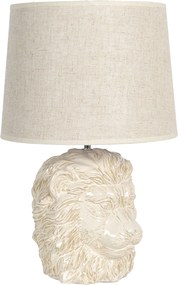 Béžová stolní lampa s hlavou lva - Ø 30*49 cm E27/max 1*60W