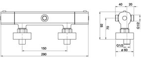 Novaservis Metalia 58 Sprchová termostatická baterie, s horním a dolním vývodem, chrom 58962/1,0