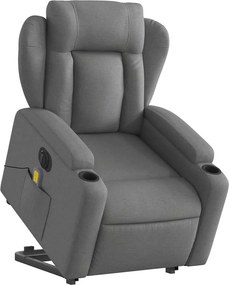 Elektrické zvedací masážní polohovací křeslo tmavě šedé textil 3204519