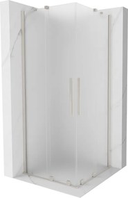 Mexen Velar Duo, sprchový kout s posuvnými dveřmi 80 x 80 cm, 8mm sklo námraza, broušená ocel, 871-080-080-32-97
