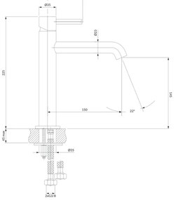OMNIRES Y1212CCR - Umyvadlová baterie Y 22,5 cm lesklý chrom