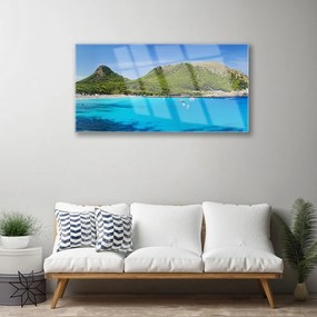 Obraz na skle Hory Moře Krajina 140x70 cm