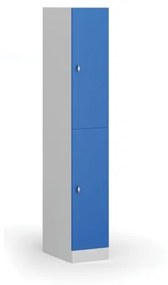 Šatní skříňka s úložnými boxy, 2 boxy, 1850 x 300 x 500 mm, otočný zámek, modré dveře