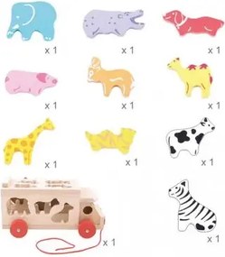 Bigjigs Toys Dřevěné auto se zvířátky / od 3 let