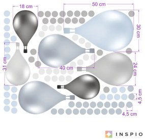 INSPIO Samolepky na zdi - Modré samolepicí balóny v norském stylu