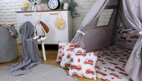 Dětský stan TEEPEE (TÝPÍ) HASIČI s doplňky - šedý/bílý