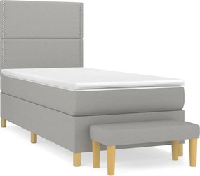Box spring postel s matrací světle šedá 90x190 cm textil 3137037