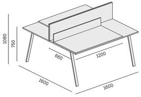 PLAN Kancelářský pracovní stůl DOUBLE LAYERS, posuvná vrchní deska, s přepážkami, dub přírodní / dub mořený