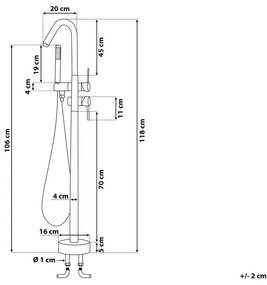 Volně stojící koupelnová baterie černá matná VICTORIA  Beliani