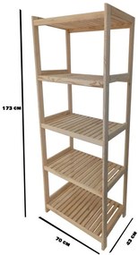 Gaboni 92683 Dřevěný regál s 5 policemi, 173 x 70 x 43 cm
