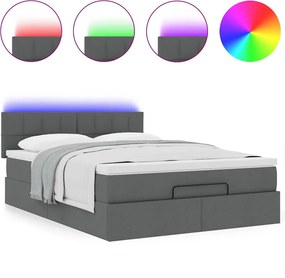 Osmanská postel s matrací &amp; LED diody Tmavě šedá 140x190 cm 3312306