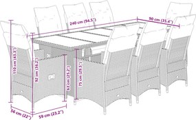 9dílný zahradní bistro set s poduškami hnědý polyratan 3277263