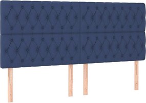 Box spring postel s matrací a LED modrá 200x200 cm textil 3135147