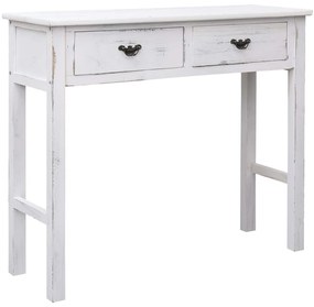 vidaXL Konzolový stolek bílý s patinou 90 x 30 x 77 cm dřevo