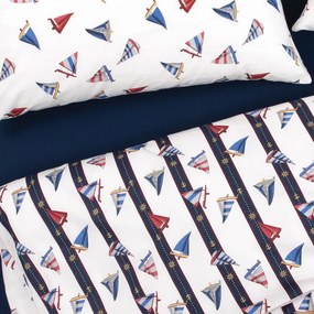 SCANquilt povlečení KLASIK DESIGN regata smetanovomodročervená 140 x 220/70 x 90 cm