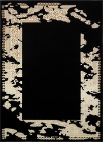 Dywany Łuszczów, Kusový koberec Allure 1965 black/gold, 180x270, černá, kancelář
