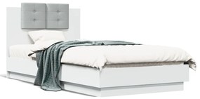 vidaXL Rám postele s čelem bílý 90 x 190 cm kompozitní dřevo