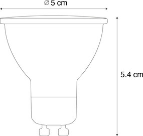 Sada 5 čirých LED žárovek GU10 50 mm 4,9 W 450 lm 3000 K