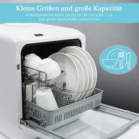 Apex CE Mini myčka nádobí, stolní myčka, 6 programů, lze použít s přípojkou na vodu i bez ní, potřeba 5 litrů vody, volně stojící do kanceláře, na kempování, do obytného vozu [energetická třída F] | singlehomie Značka: singlehomie