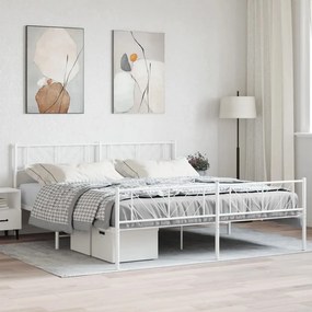 vidaXL Kovový rám postele s hlavovým a nožním čelem bílý 183 x 213 cm