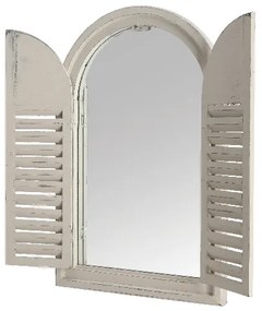 Esschert Design ESSCHERT DESIGN Zrcadlo francouzské s okenicemi, dřevěné, bílá patina, 60x5x37 cm
