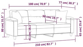 Petromila 3místná pohovka s polštáři černá 180 cm tkanina z mikrovlákno