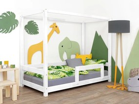 Benlemi Dětská postel s nebesy a bočnicí BUNKY Zvolte barvu: Bílá, Zvolte rozměr: 120x190 cm