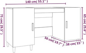 vidaXL Psací stůl 140 x 50 x 75 cm kompozitní dřevo [812762] Barva: hnědý dub