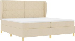 Postel s boxspringem s čelo Krémová 200 x 200 cm textil 3340842