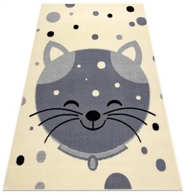 Dětský kusový koberec BCF FLASH 3998 Kočička krémový / šedý Rozměr: 140x190 cm