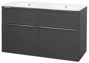 Mereo Mereo, Mailo, koupelnová skříňka s keramickým umyvadlem 121 cm, bílá, dub, antracit, CN533