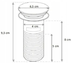 Mexen příslušenství, umyvadlový lahvový sifon hranatý s keramickou zátkou Click-Clack, s přepadem, černá matná, 7992060-75