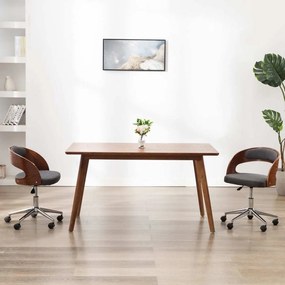 vidaXL Otočné jídelní židle 2 ks ohýbané dřevo a textil [3054911] Barva: černá a tmavě hnědá