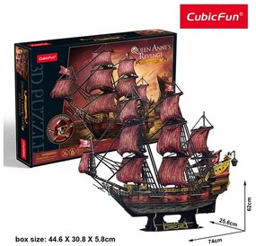 CubicFun - Puzzle 3D Plachetnice Queen Anne's Revenge 391 dílků