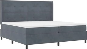 Postel s boxspringem s čelo Tmavě šedá 200 x 200 cm samet 3342027