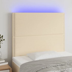 Čelo postele s LED krémové 90x5x118/128 cm textil