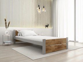 Postel IKAROS DOUBLE 90 x 200 cm, dub artisan/šedá Rošt: Bez roštu, Matrace: Bez matrace