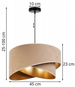 Závěsné svítidlo Mediolan, 1x béžové/zlaté textilní stínítko