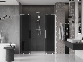 Mexen Velar L Duo, posuvné sprchové dveře do otvoru 170 cm, 8mm šedé sklo, bílá matná, 871-170-003-42-20