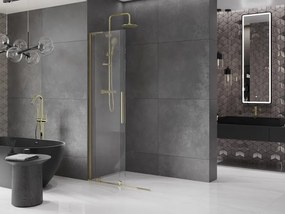 Mexen Velar L, posuvná sprchová zástěna Walk-in 100 x 200 cm, 8mm čiré sklo, zlatá lesklá, 871-100-003-03-50