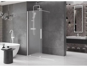 Mexen Velar, sprchová zástěna s posuvnými dveřmi Walk-in 140 x 200 cm, 8mm sklo námraza, bílá matná, 871-140-000-33-20